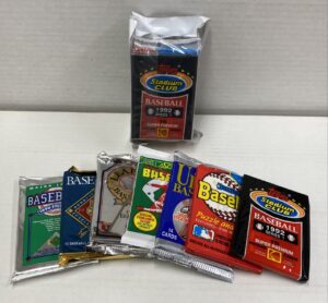 factory sealed pack sale! 100 old baseball cards ~topps ~ fleer ~ donruss ~ upper deck ~ score ~ stadium club ~ o-pee-chee ~ bowman sealed wax packs estate sale warehouse find!