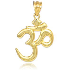 solid 10k gold hindu meditation charm yoga om (aum) pendant