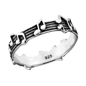 aeravida quiant melodical musical notes unisex .925 sterling silver band ring (6) | music lover ring | musical ring for women