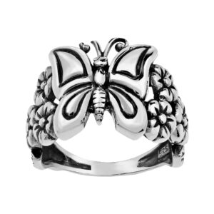 aeravida tropical butterfly garden floral clusters .925 sterling silver ring (8)