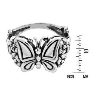 AeraVida Tropical Butterfly Garden Floral Clusters .925 Sterling Silver Ring (8)