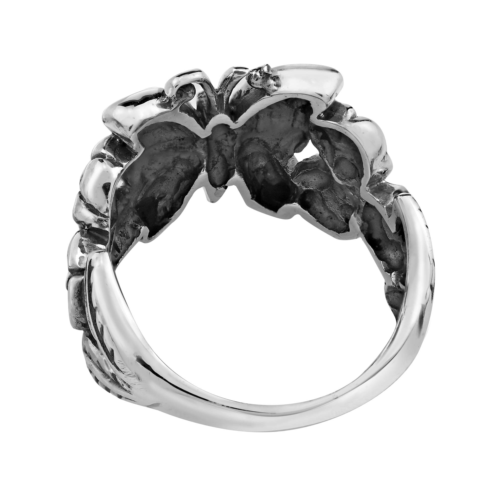 AeraVida Tropical Butterfly Garden Floral Clusters .925 Sterling Silver Ring (8)