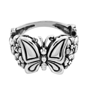 AeraVida Tropical Butterfly Garden Floral Clusters .925 Sterling Silver Ring (8)