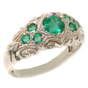 925 sterling silver natural emerald womens promise ring - size 8.75