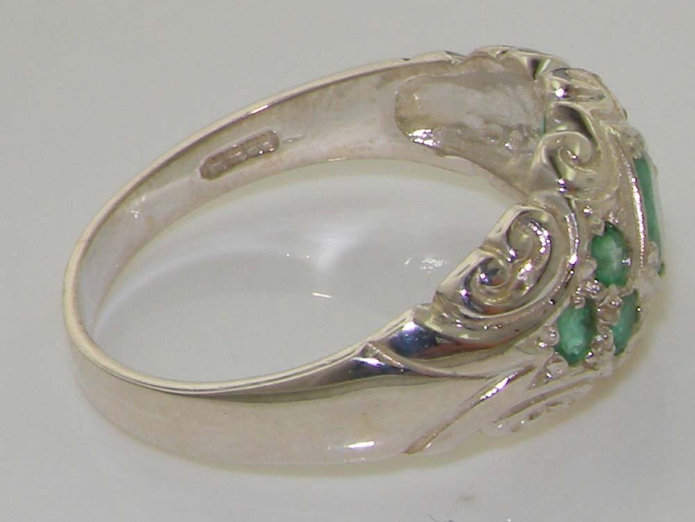 925 Sterling Silver Natural Emerald Womens Promise Ring - Size 8.75