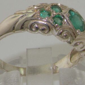 925 Sterling Silver Natural Emerald Womens Promise Ring - Size 8.75