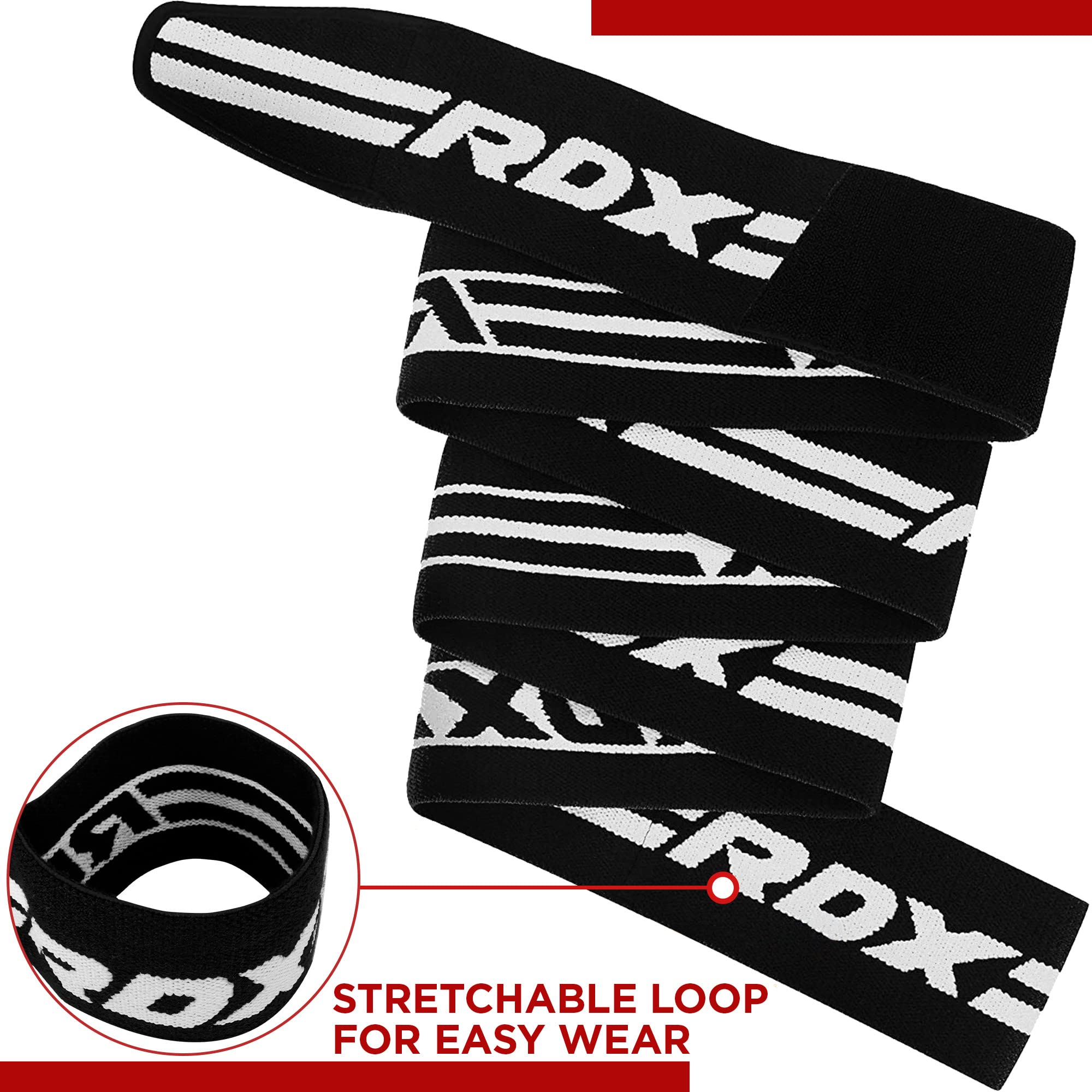 RDX Knee Wraps Pair Weightlifting, IPL USPA Approved, 78” Elasticated Straps for Gym Workout Squats Powerlifting, Compression Support, Men Women WOD Training, Squatting Leg Press Bodybuilding