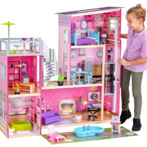 KidKraft Uptown Wooden Modern Dollhouse with Lights & Sounds, Pool and 36 Accessories