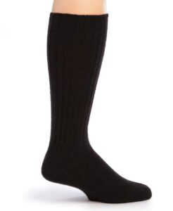 warrior alpaca socks - ribbed casual everyday alpaca wool crew socks for men and women (black medium)