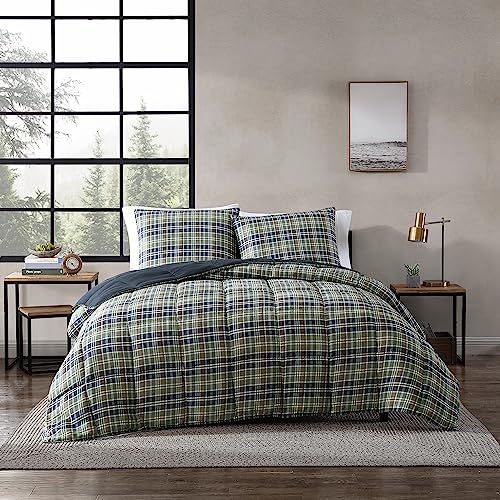 Eddie Bauer Comforter Set Reversible Plaid Alt Down Bedding with Matching Shams, Home Decor for Colder Months, Queen, Rugged Navy