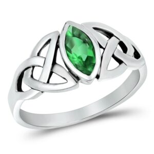 sterling silver simulated emerald ring irish celtic knot design band 925 new size 7