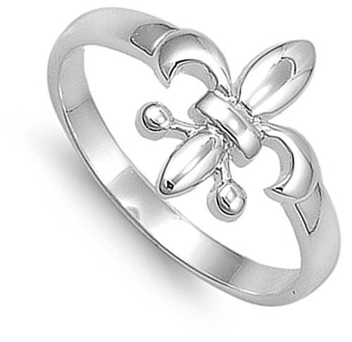 Sterling Silver Fleur De Lis Ring French Symbol Lily Design Solid 925 Size 6