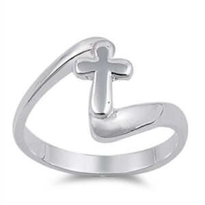 sterling silver christian cross ring gorgeous faith band solid 925 size 9