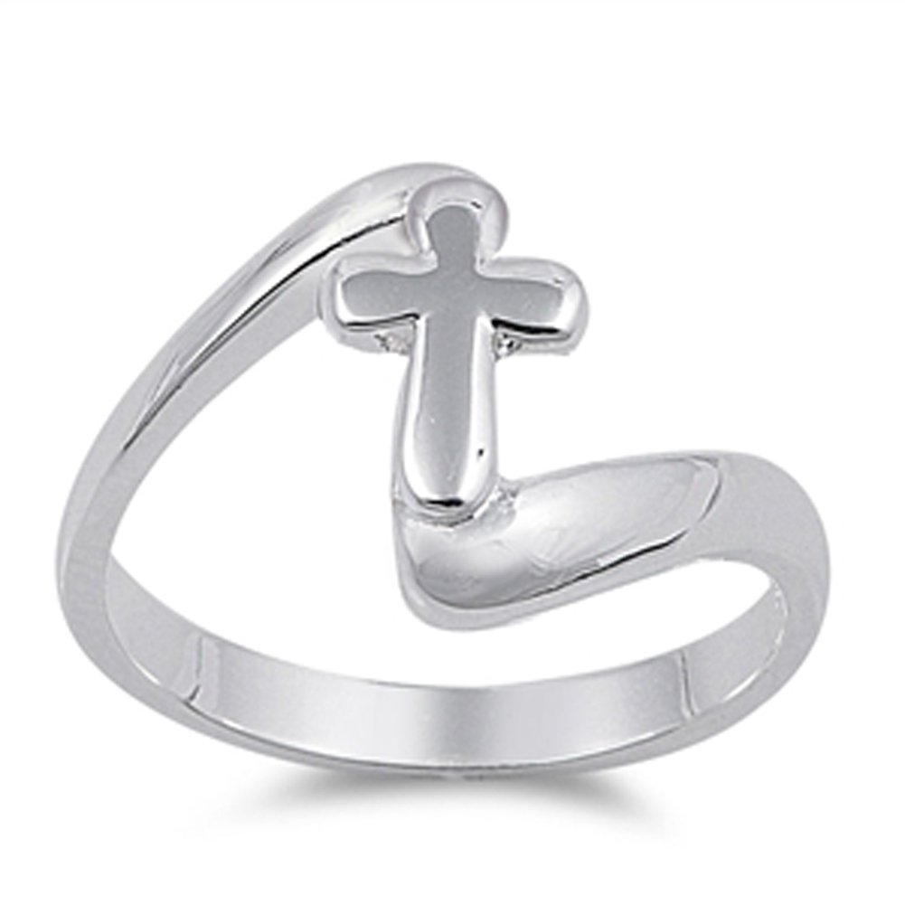 Sterling Silver Christian Cross Ring Gorgeous Faith Band Solid 925 Size 9