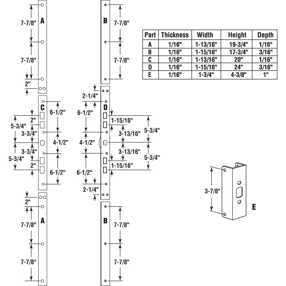 Prime-Line U 11026 Jamb Repair and Reinforcement Kit, 59-1/2 In. Installed, Steel Construction, White (1 Kit)