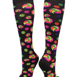 TCK Krazisox Neon Volleyball Logo Socks (Multi, Medium)