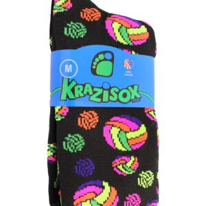 TCK Krazisox Neon Volleyball Logo Socks (Multi, Medium)