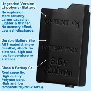 OSTENT 1200mAh 3.6V Li-ion Polymer Lithium Ion Rechargeable Battery Pack Replacement for Sony PSP 2000/3000 PSP-S110 Console