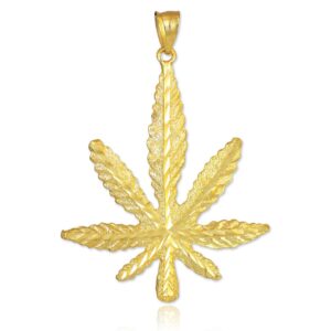 good luck charms solid 10k yellow gold high polish 420 pot ganja weed cannabis charm marijuana leaf pendant