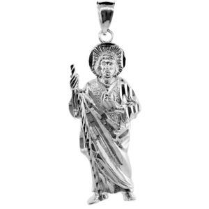 10k white gold charm saint jude pendant