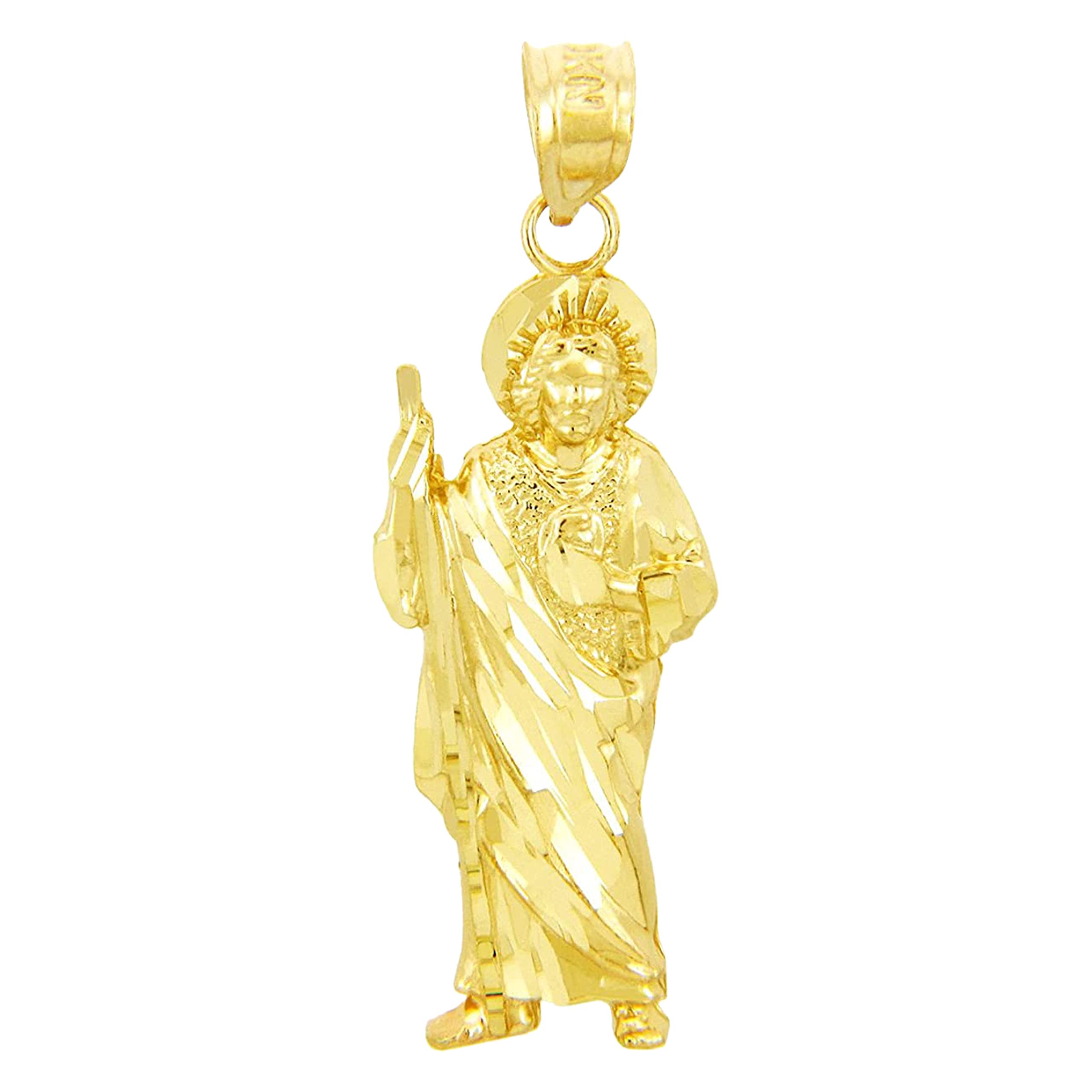 10k Yellow Gold 1" Christian Saint Jude Thaddeus Patron Saint of Lost Causes CharmSaint Jude Charm Pendant