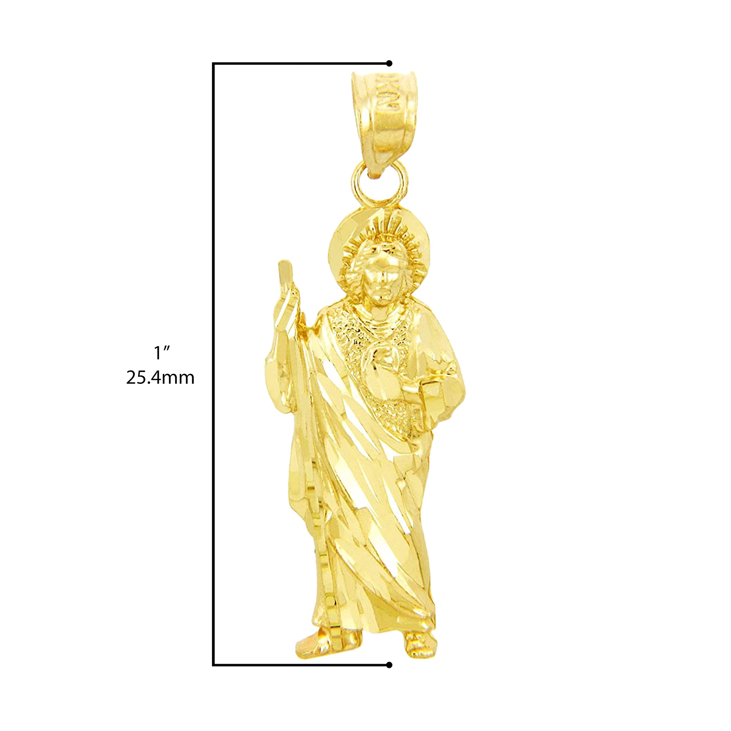 10k Yellow Gold 1" Christian Saint Jude Thaddeus Patron Saint of Lost Causes CharmSaint Jude Charm Pendant