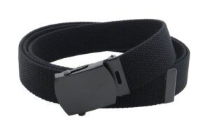 canvas web belt military style with black buckle and tip 56" long many colors (black)