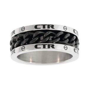 ctr ring stainless steel w/black "lynx" - j137 (12.5)