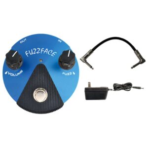 dunlop ffm1 silicon fuzz face mini pedal w/ 9v power supply and patch cable