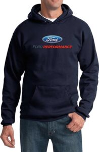 lucky ride ford performance racing hooded sweatshirt pullover ford motor power racing men's hoodie navy blue,medium