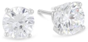 houston diamond district 1 carat solitaire diamond stud earrings 14k white gold round brilliant shape 4 prong push back (l-m color, i1-i2 clarity)