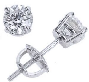 houston diamond district 1/2 carat solitaire diamond stud earrings 14k white gold round brilliant shape 4 prong screw back (h-i color, i2 clarity)