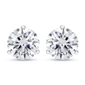 houston diamond district 3/4 carat solitaire diamond stud earrings 14k white gold round brilliant shape 3 prong screw back (i-j color, i1 clarity)