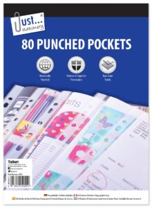 just stationery 80 clear plastic punched pocket 4055