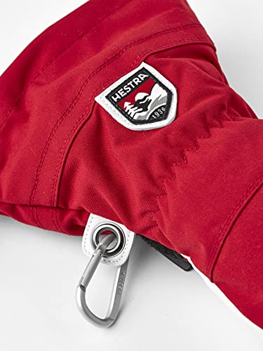 Hestra Army Leather Heli Ski Glove - Classic 5-Finger Snow Glove for Skiing, Snowboarding and Mountaineering, Red, 8