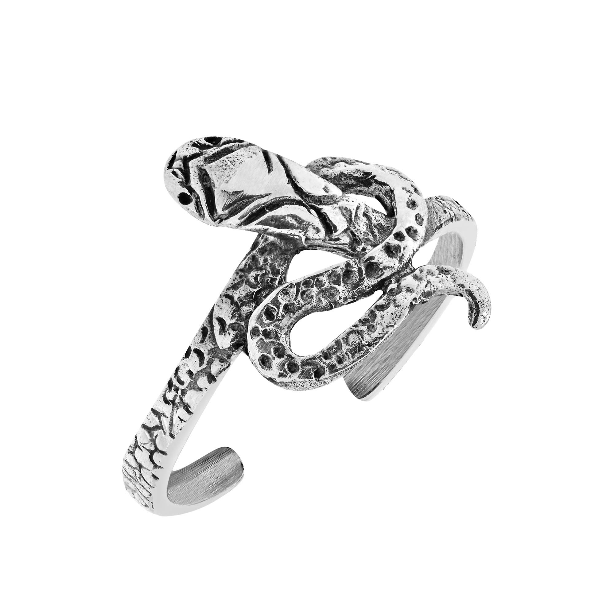 AeraVida Mythical Gothic Snake in 925 Sterling Silver Adjustable Ring | Punk Fashion Ring | Casual Sterling Silver Ring | Jewelry Gift