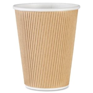 genuine joe gjo11260ct insulated ripple hot cup, 12-ounce capacity,(pack of 500),brown