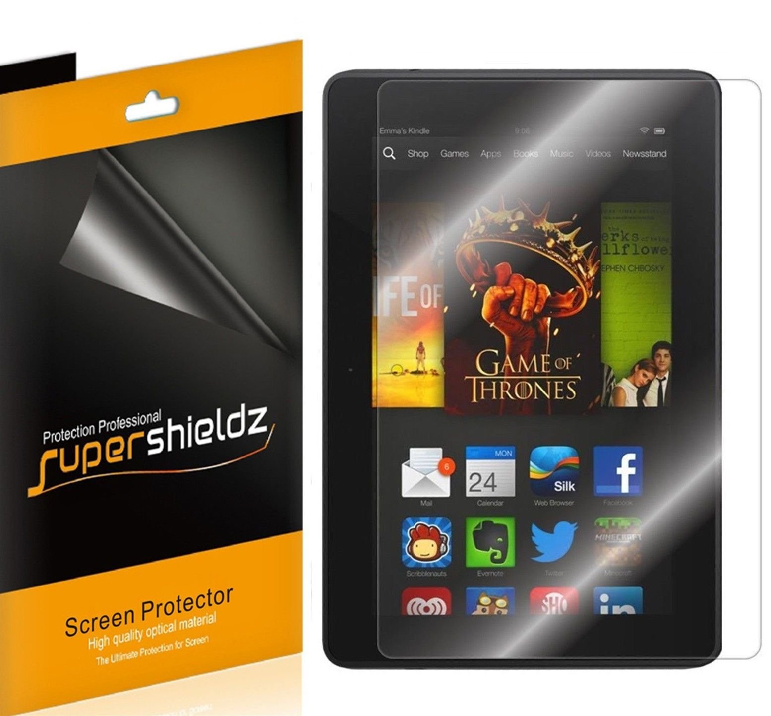 Supershieldz (3 Pack) Designed for Fire HDX 8.9 and Kindle Fire HDX 8.9 inch Screen Protector, High Definition Clear Shield (PET)