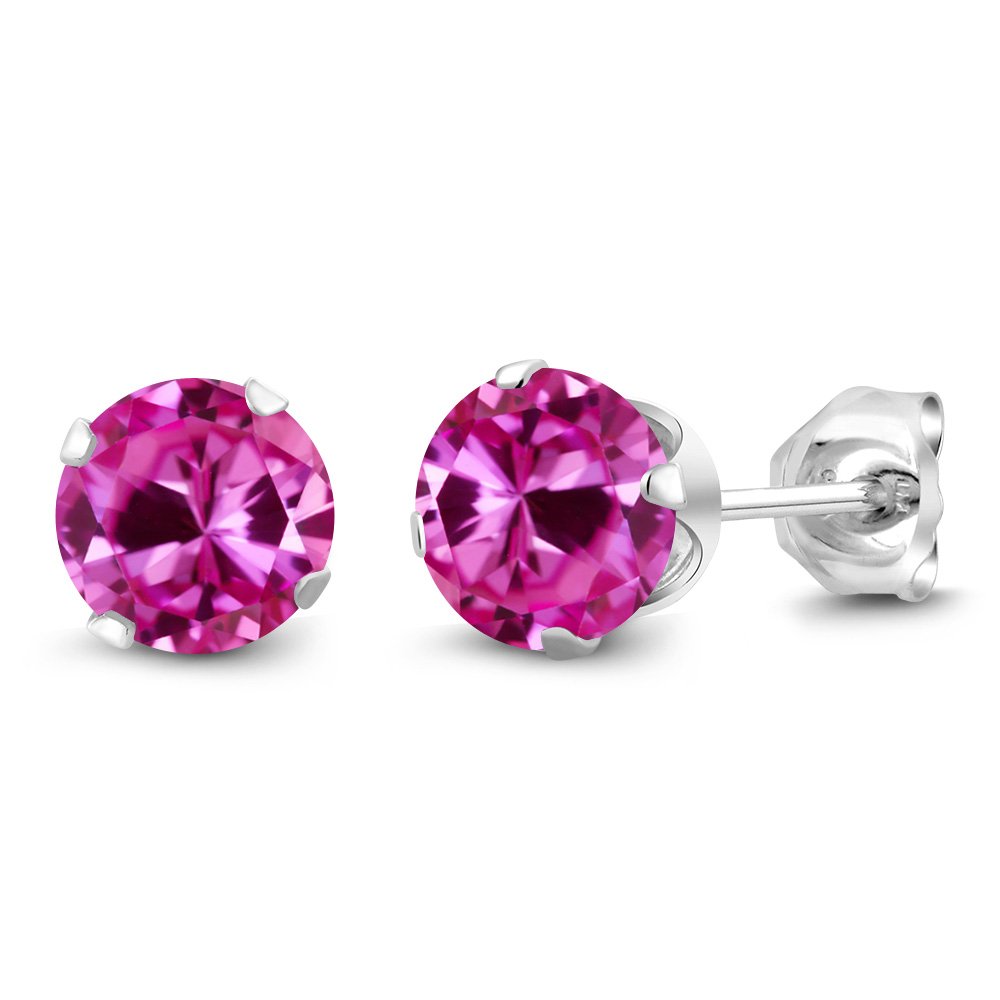 Gem Stone King 925 Sterling Silver Round 6MM Gemstone Birthstone Stud Earrings For Women