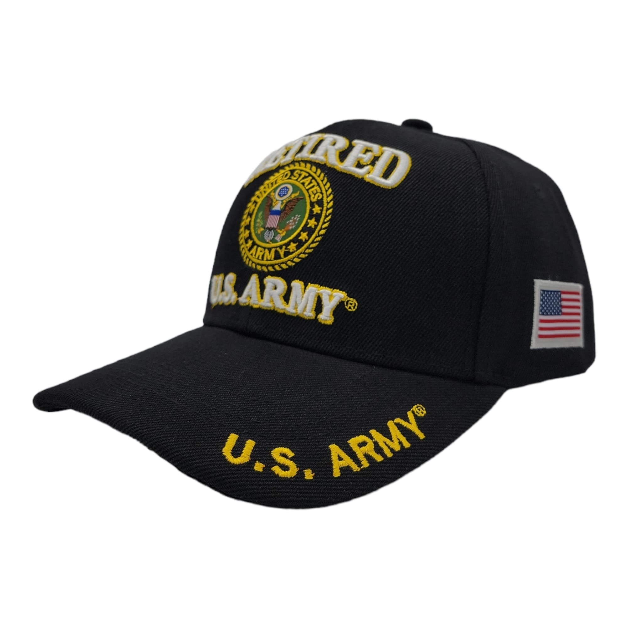 Army Cap"Retired U.S. Army" with U.S. Seal in Solid Black