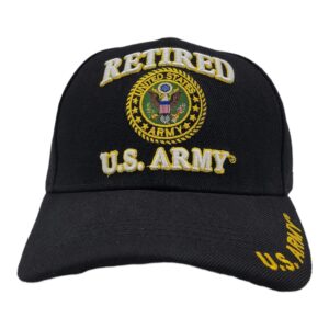 Army Cap"Retired U.S. Army" with U.S. Seal in Solid Black