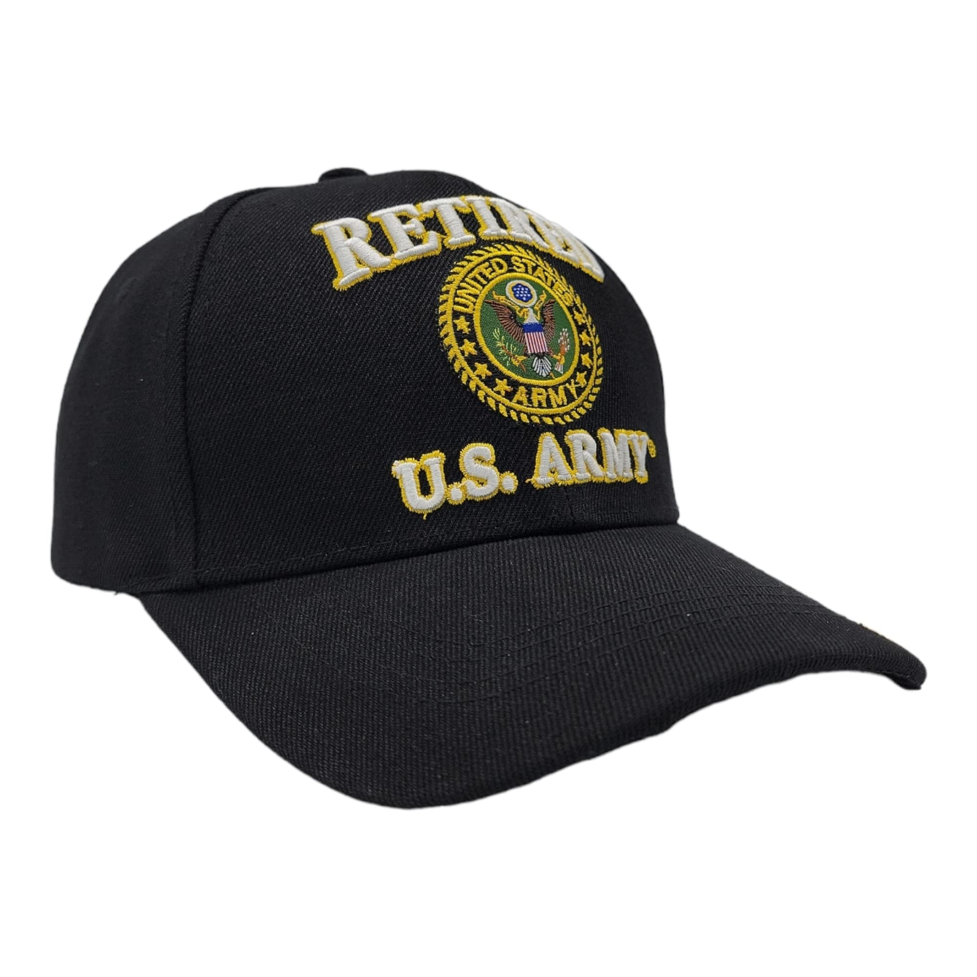 Army Cap"Retired U.S. Army" with U.S. Seal in Solid Black