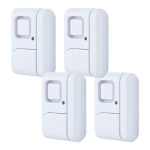 ge personal security window and door alarm, 4 pack, diy protection, burglar alert, wireless chime/alarm, easy installation, home security, ideal for home, garage, apartment and more,white, 45174