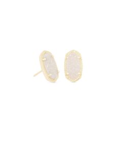 kendra scott ellie stud earrings for women, fashion jewelry, 14k gold-plated, iridescent drusy