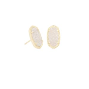 Kendra Scott Ellie Stud Earrings for Women, Fashion Jewelry, 14k Gold-Plated, Iridescent Drusy