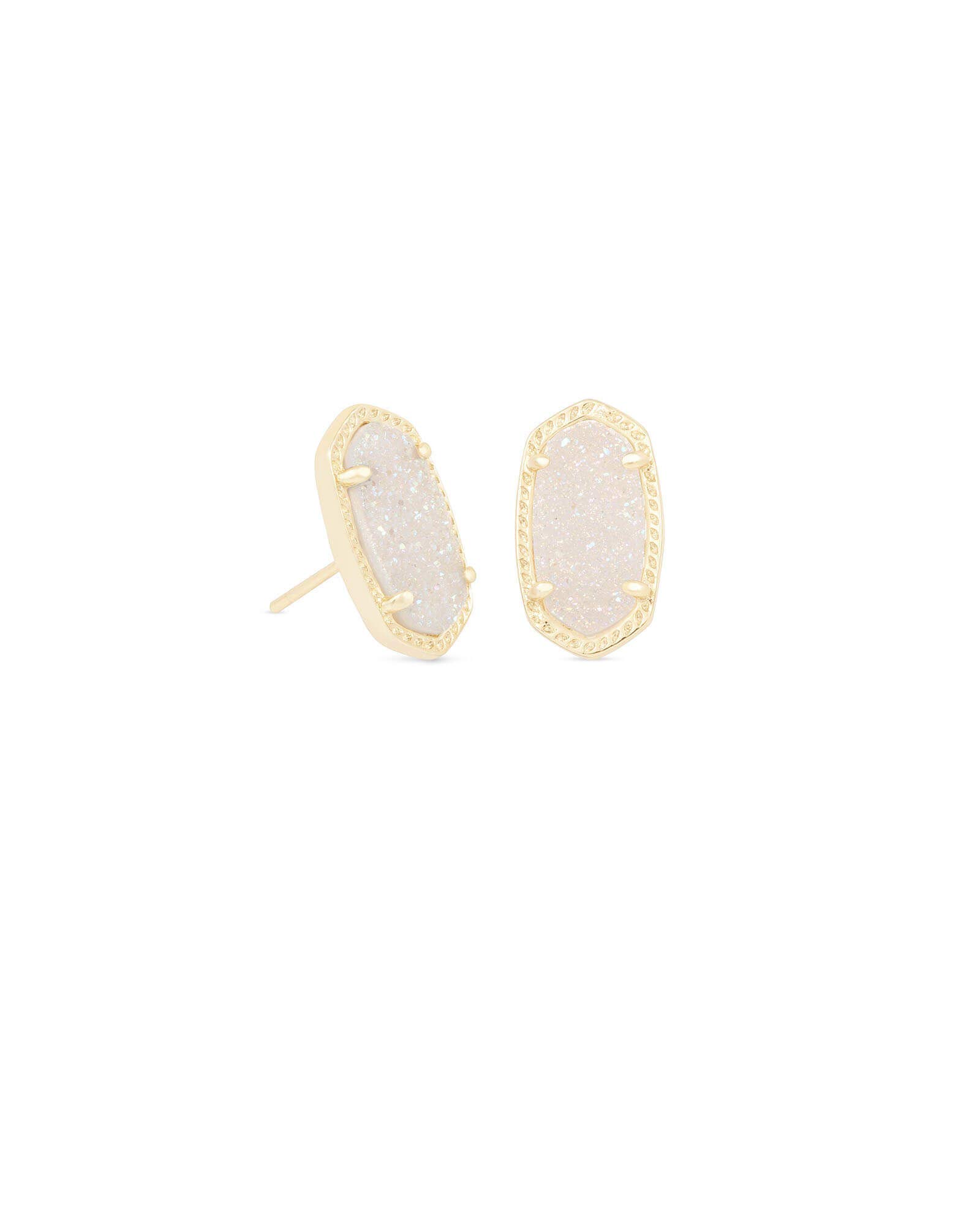 Kendra Scott Ellie Stud Earrings for Women, Fashion Jewelry, 14k Gold-Plated, Iridescent Drusy