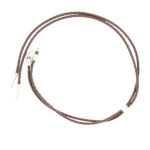 m&f western braided stampede string with silver slide and tips, attaches with cotter pins, brown, 24" length