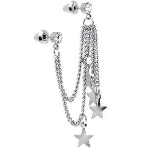 body candy clear four star double chain ear to cartilage stud earrings