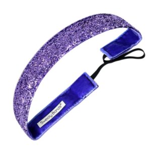 sweaty bands womens and girl headband - non-slip velvet-lined sparkle hairband - viva diva purple 1-inch