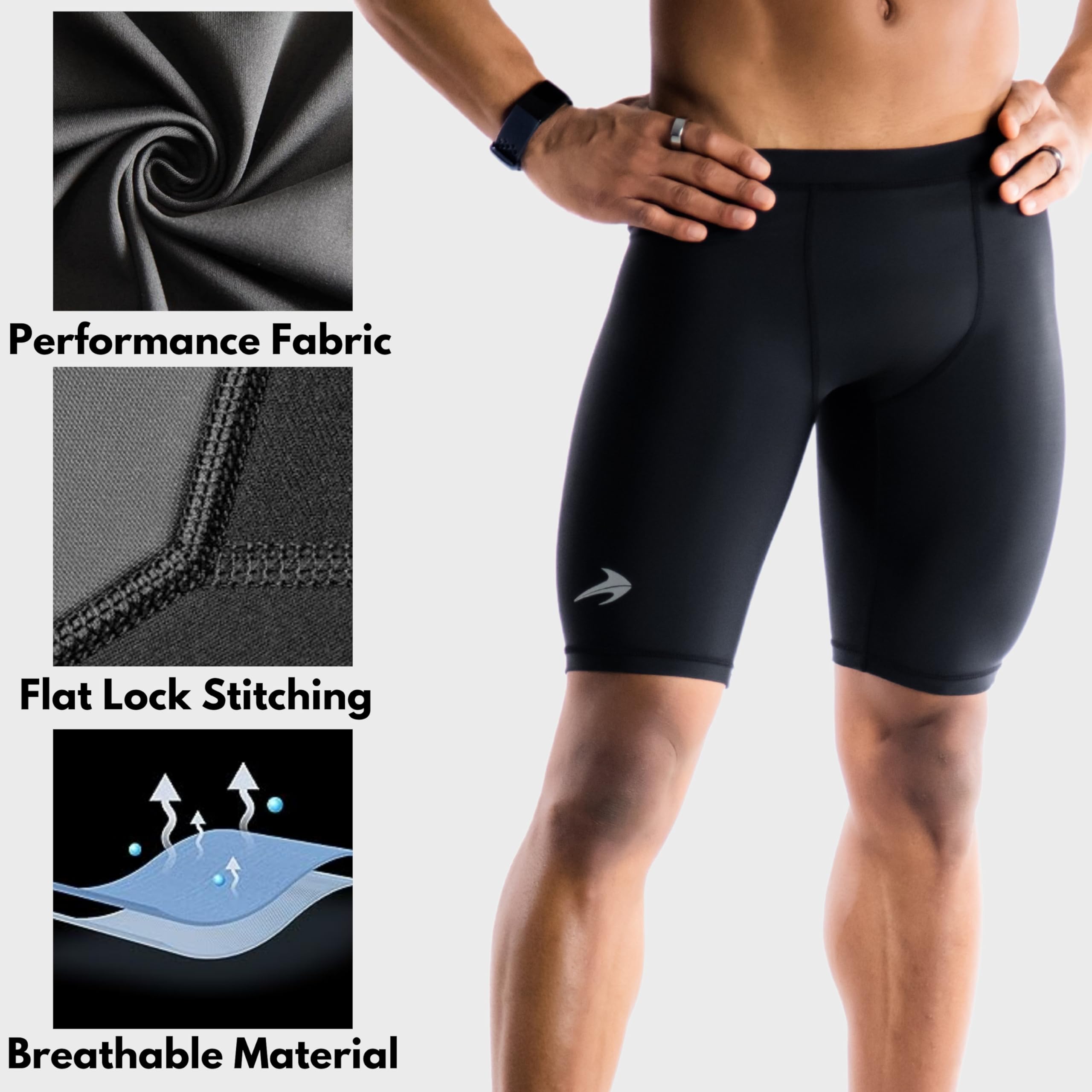 CompressionZ Compression Shorts Men - Compression Underwear for Sports - Long Workout, Athletic, Biking, Running Mens Spandex